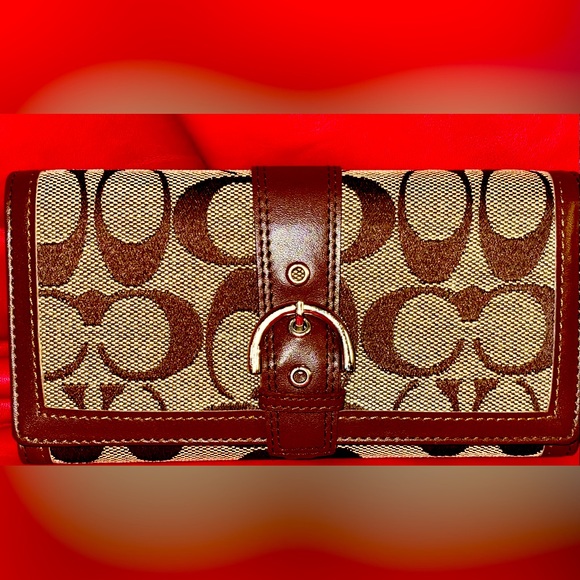 Coach | Bags | Coach Signature Checkbook Long Wallet | Poshmark
